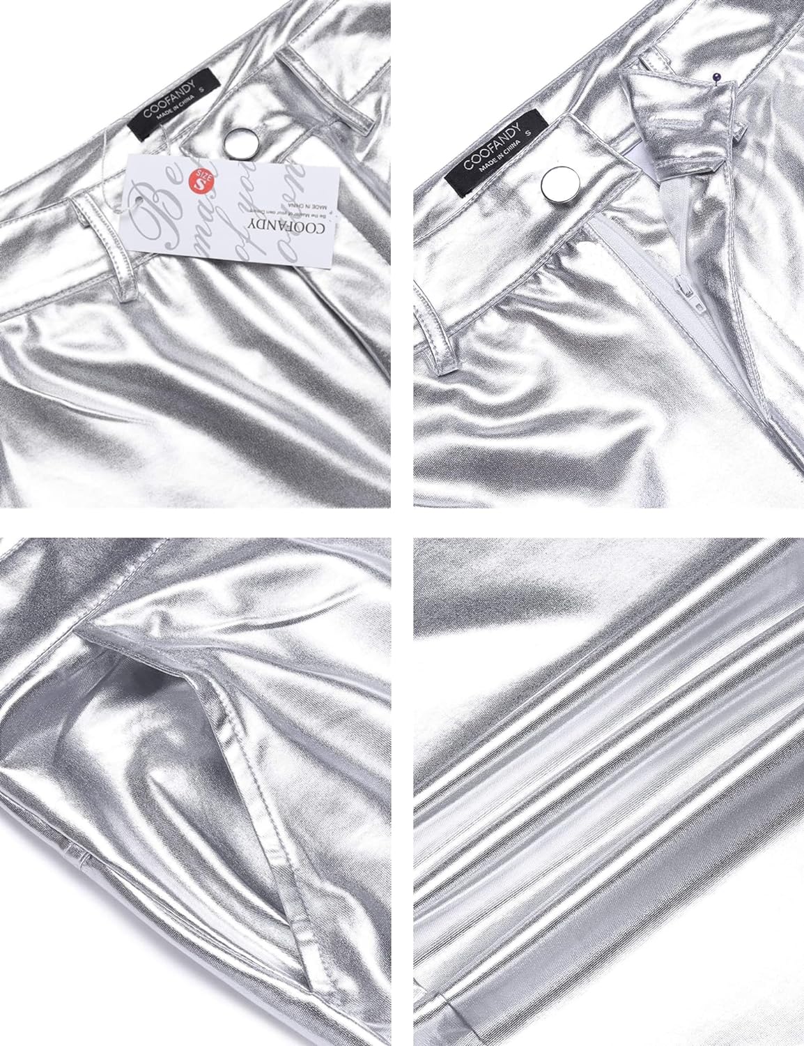 COOFANDY Mens Metallic Shiny Jeans 70‘s Party Dance Disco Nightclub ...