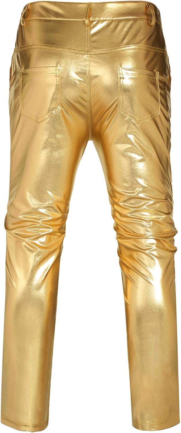 COOFANDY Mens Metallic Shiny Jeans 70‘s Party Dance Disco Nightclub ...