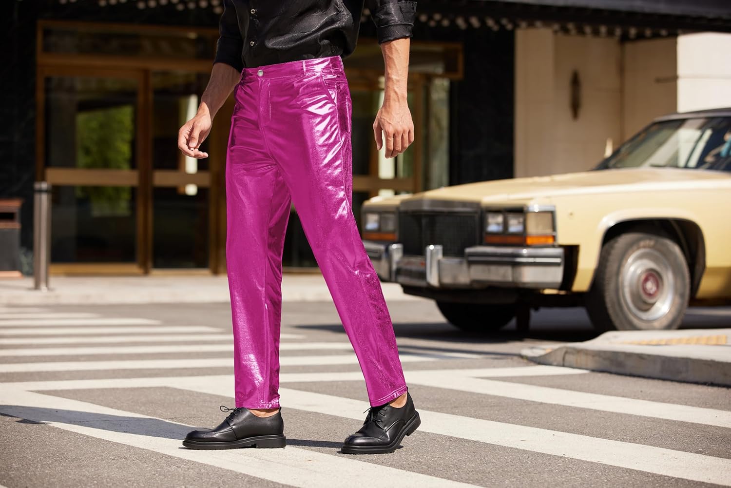 COOFANDY Mens Metallic Shiny Jeans 70‘s Party Dance Disco Nightclub ...