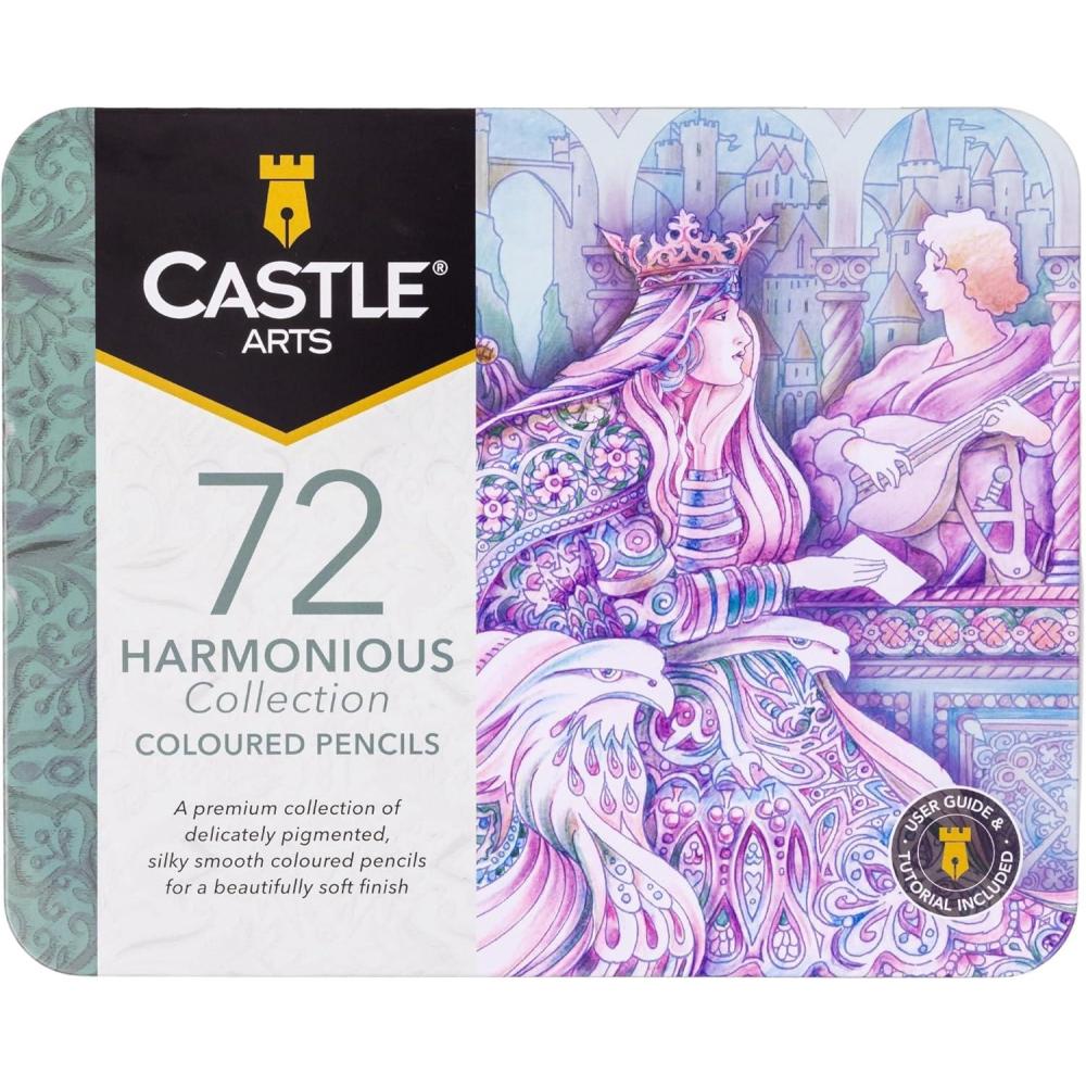 Castle Art Supplies 72 Harmonious Colored Pencil Set | Wax-Based, Soft ...